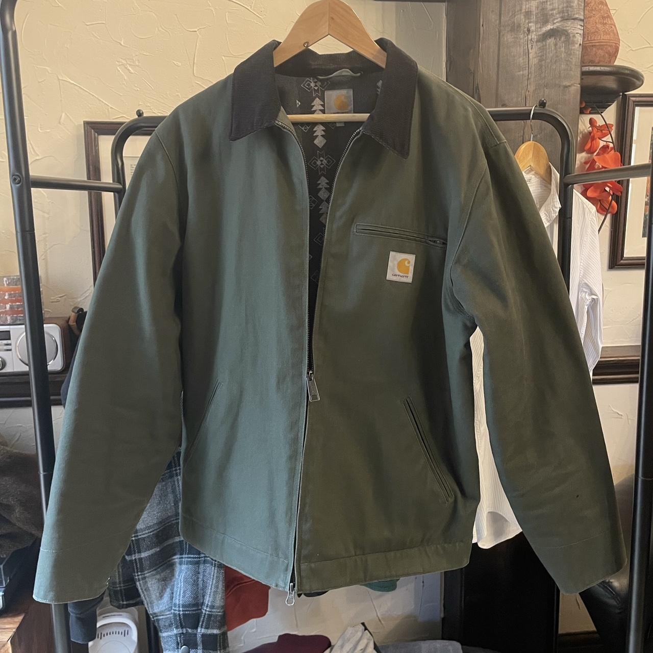 Green carhartt Detroit jacket in great condition... - Depop