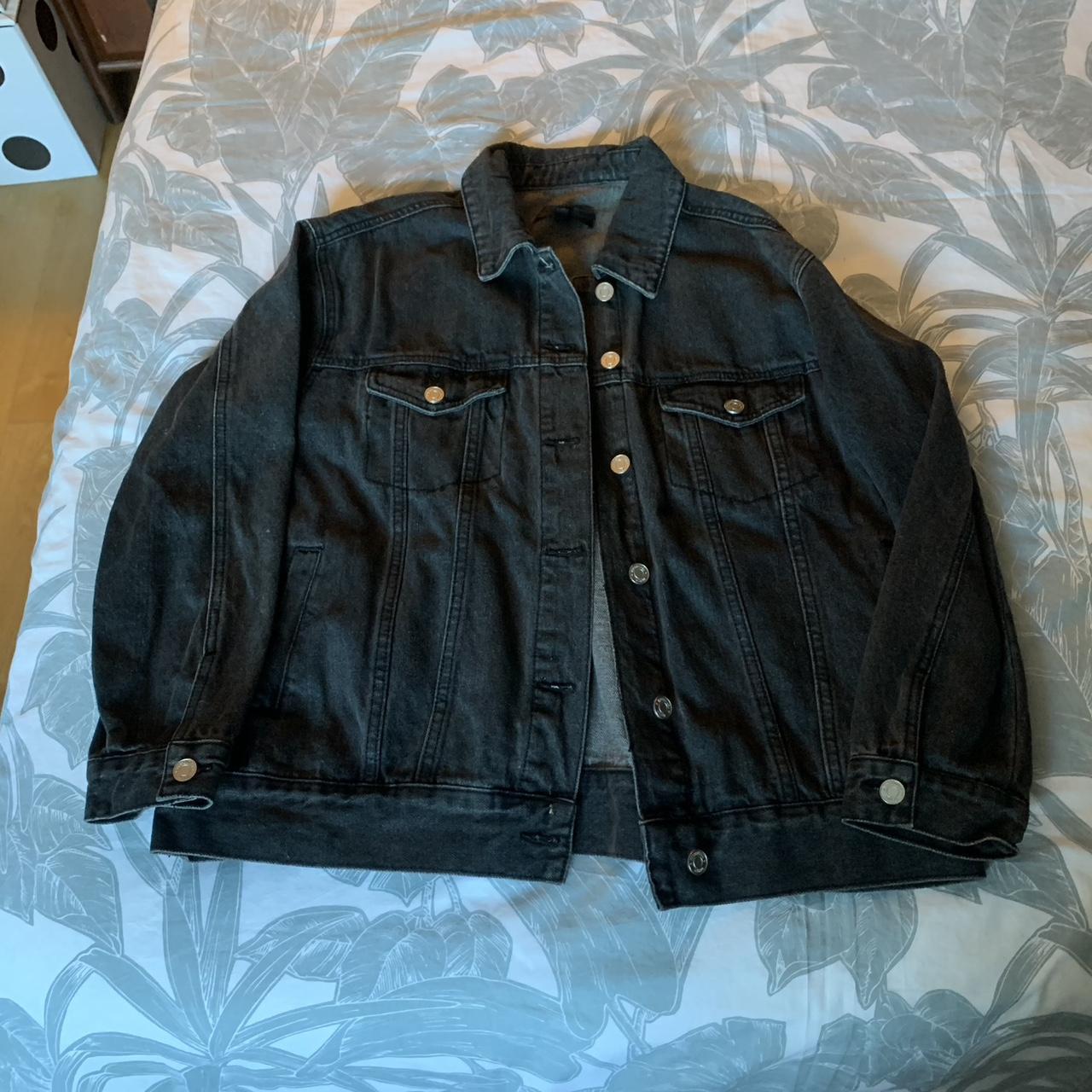 Missguided black oversized denim jacket UK 12. I'm... - Depop
