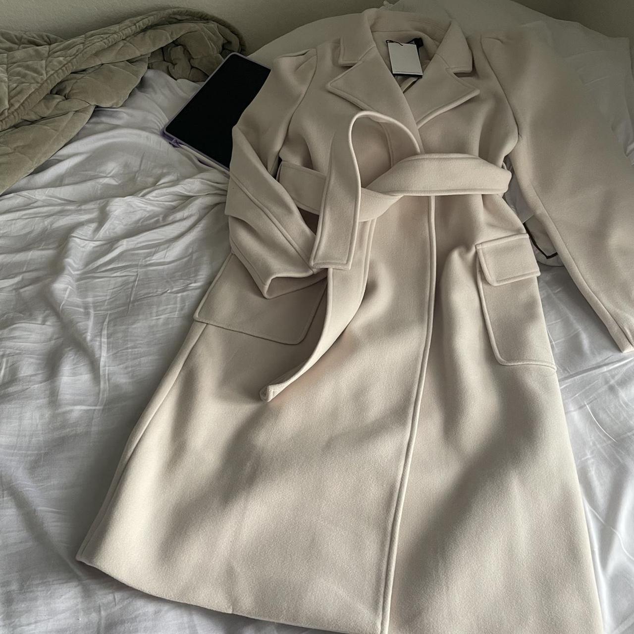 asos beige/ cream trench coat. has a pinkish... - Depop