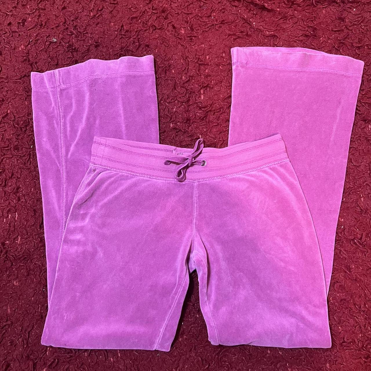 Y2k magenta purple juicy style low rise flare terry... - Depop