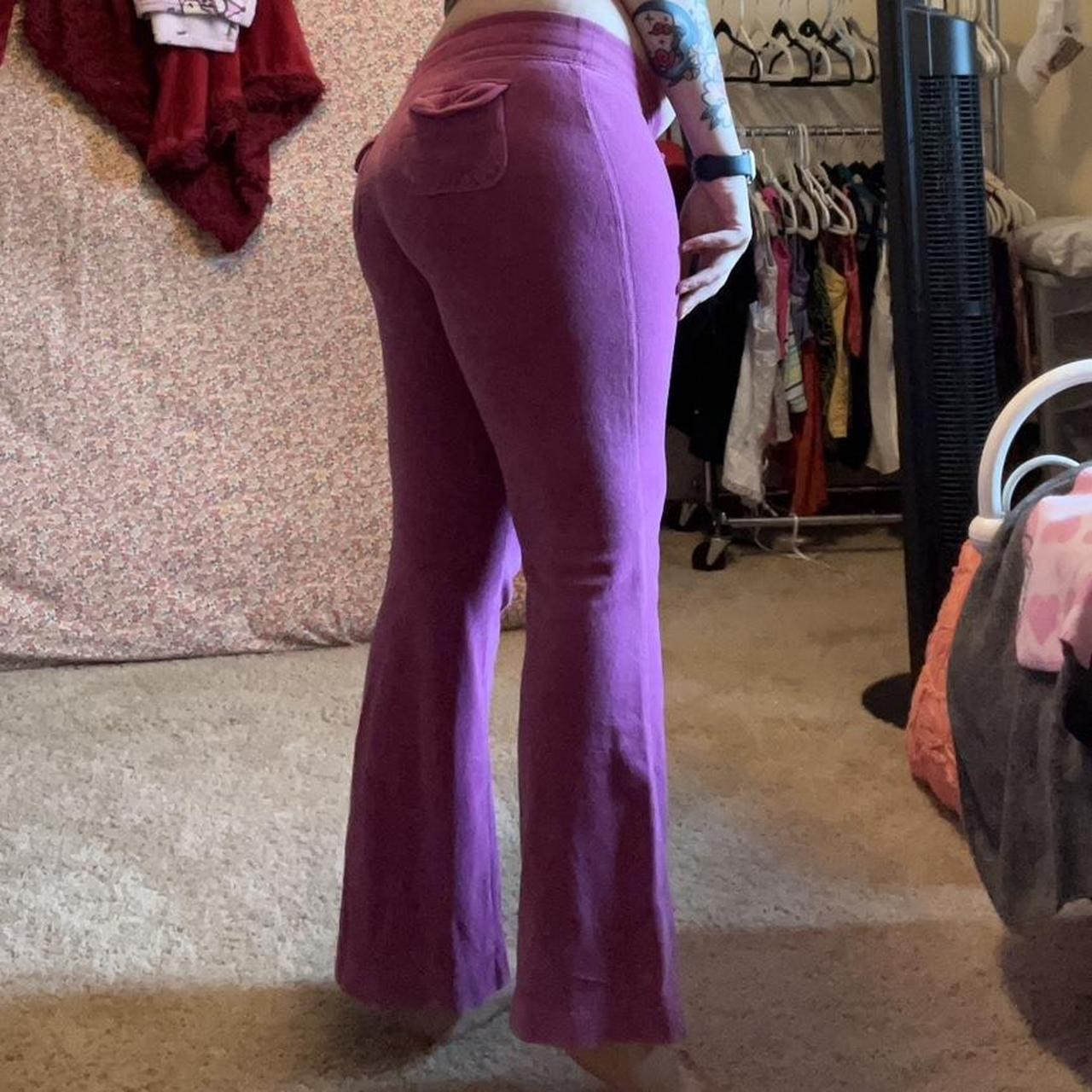 Y2k magenta purple juicy style low rise flare terry... - Depop