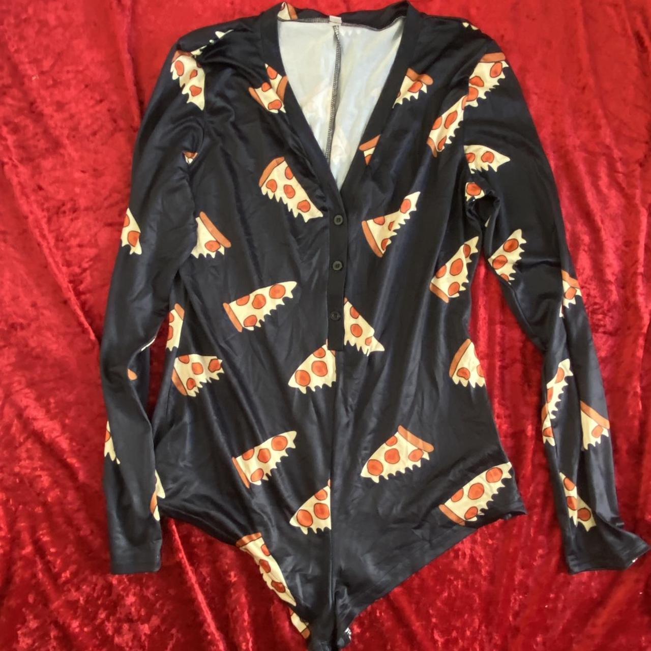 Long sleeve pizza onesie/baby grow size M #pizza... - Depop