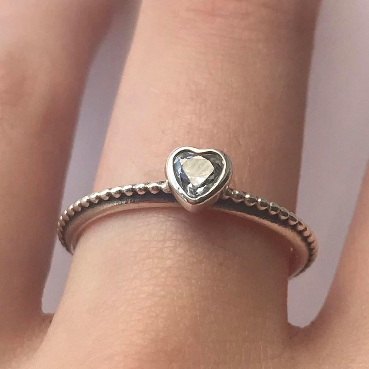pandora heart beaded ring great condition ♡ size... - Depop