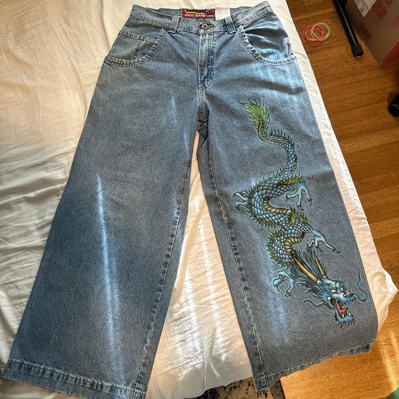 RARE JNCO DOUBLE DRAGONS DEEP POCKETS BARELY FRAYED... - Depop