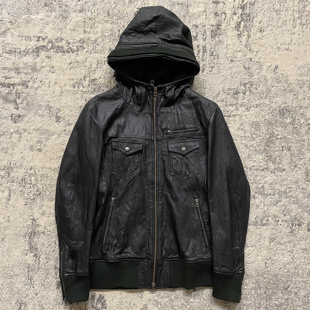 Evolution - Bono Hooded Leather Jacket 9/10... - Depop