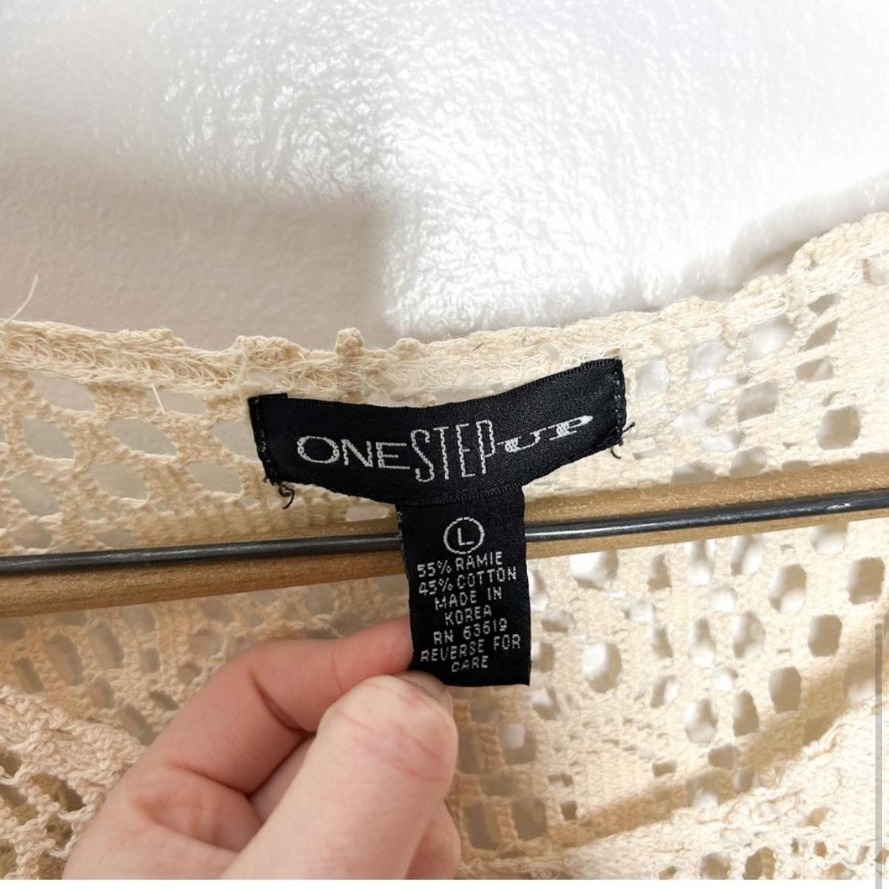 Vintage One Step Up Y2K 90s Neutral Cream Open Knit... - Depop