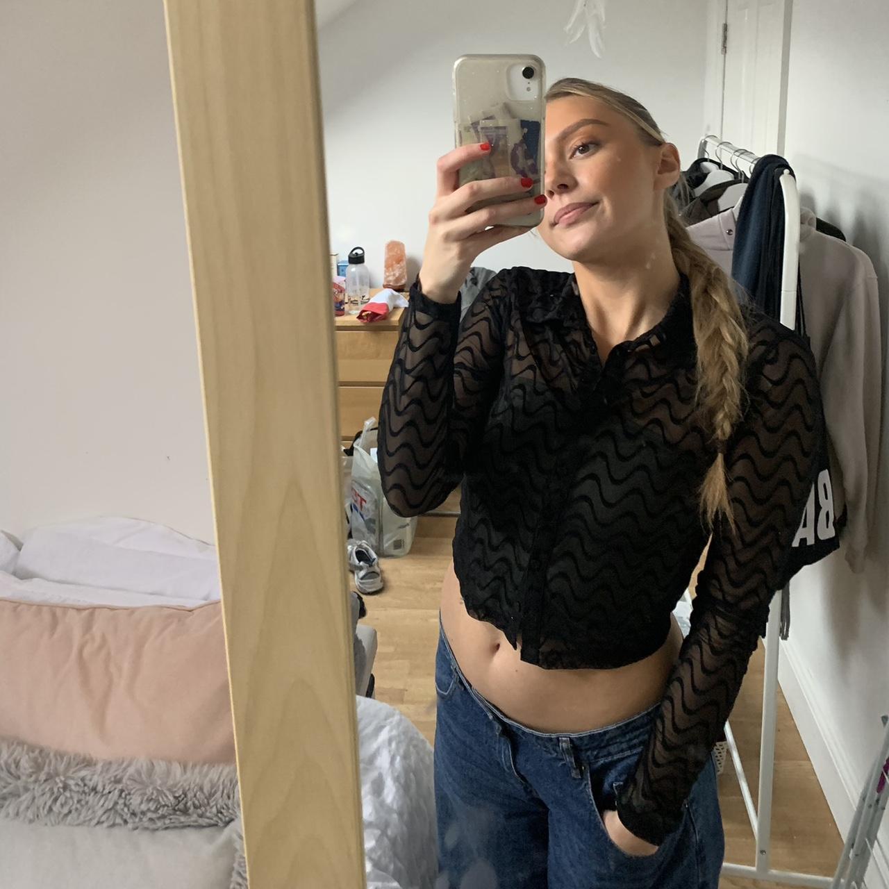 Stradivarius Mesh Shirt So Cute With A Bralet Depop