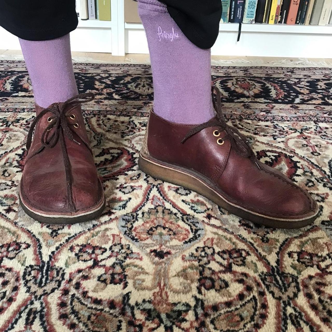 Clarks Originals 'Poste' Desert Trek Shoes Burgundy... - Depop