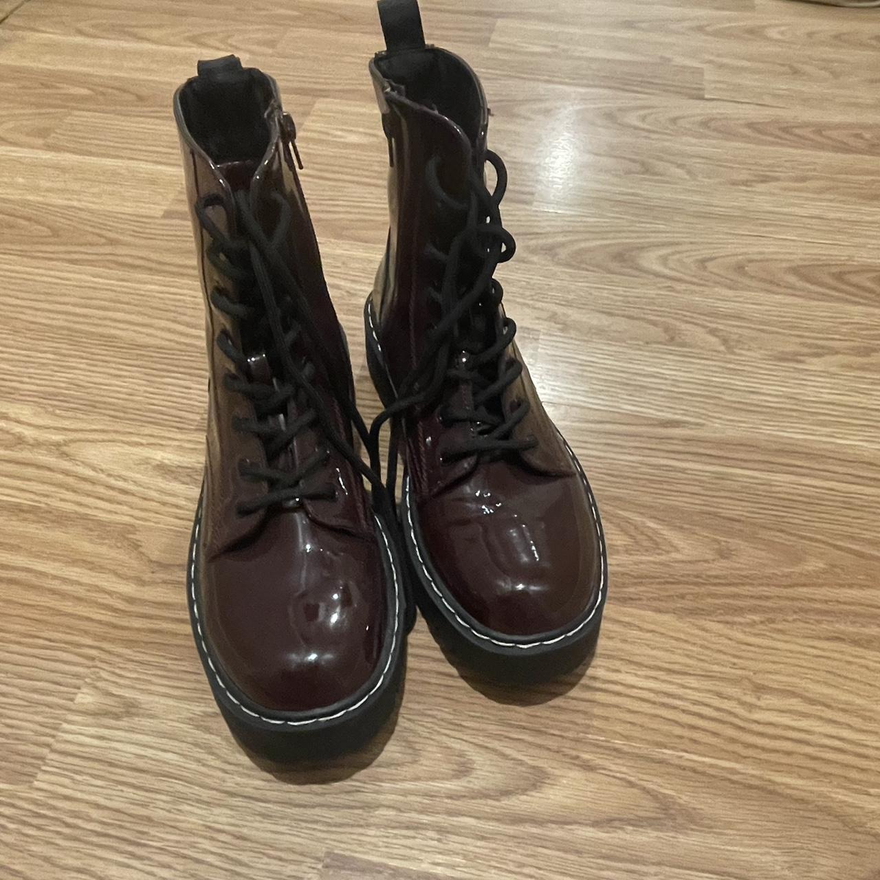 Maroon boots doc marten dupes never worn by me | Depop
