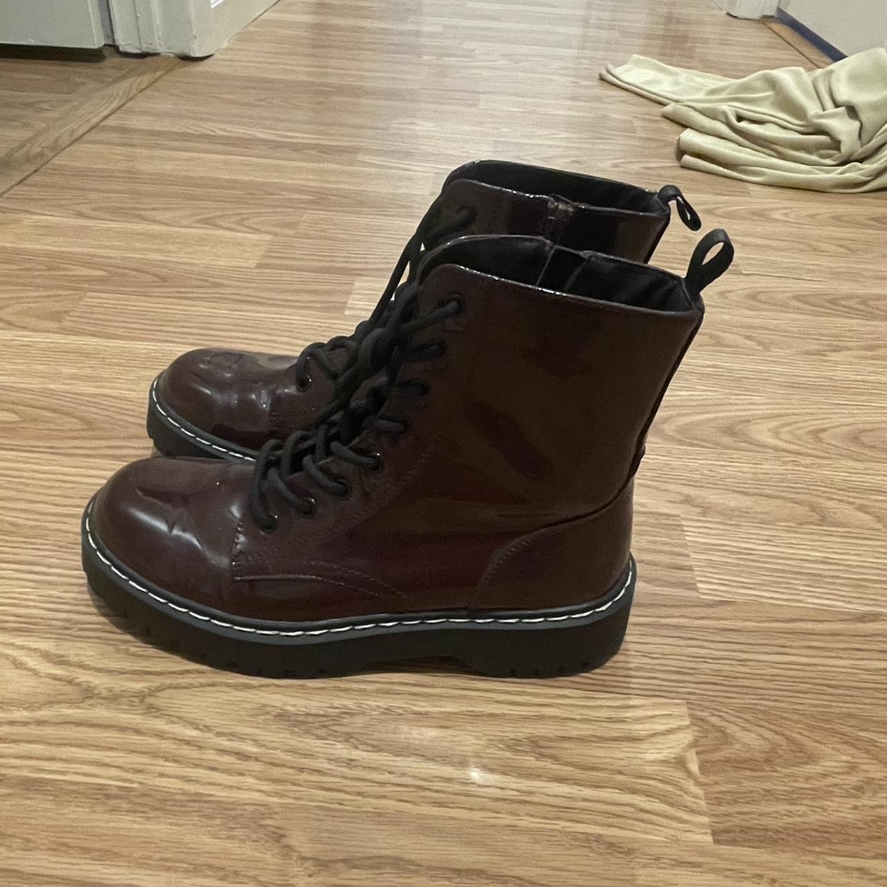 Maroon boots doc marten dupes never worn by me | Depop