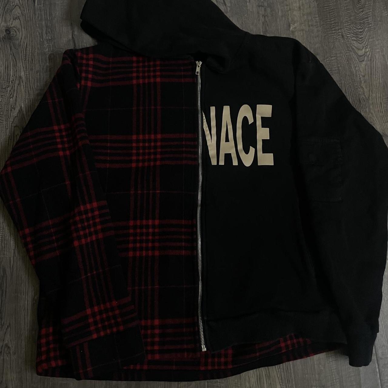 Menace Split Flannel Hoodie Size Large - Depop