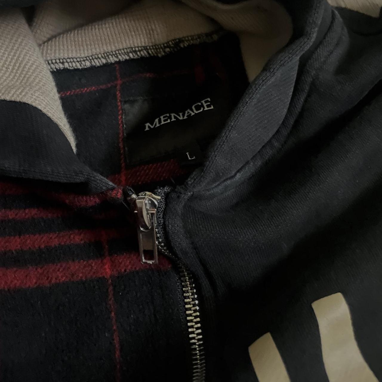Menace Split Flannel Hoodie Size Large - Depop