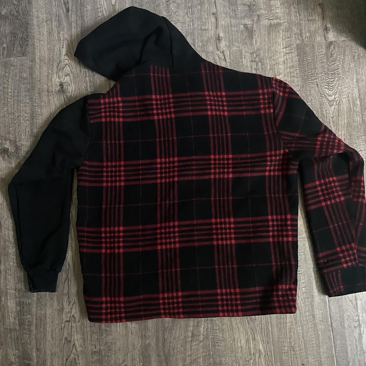 Menace Split Flannel Hoodie Size Large - Depop