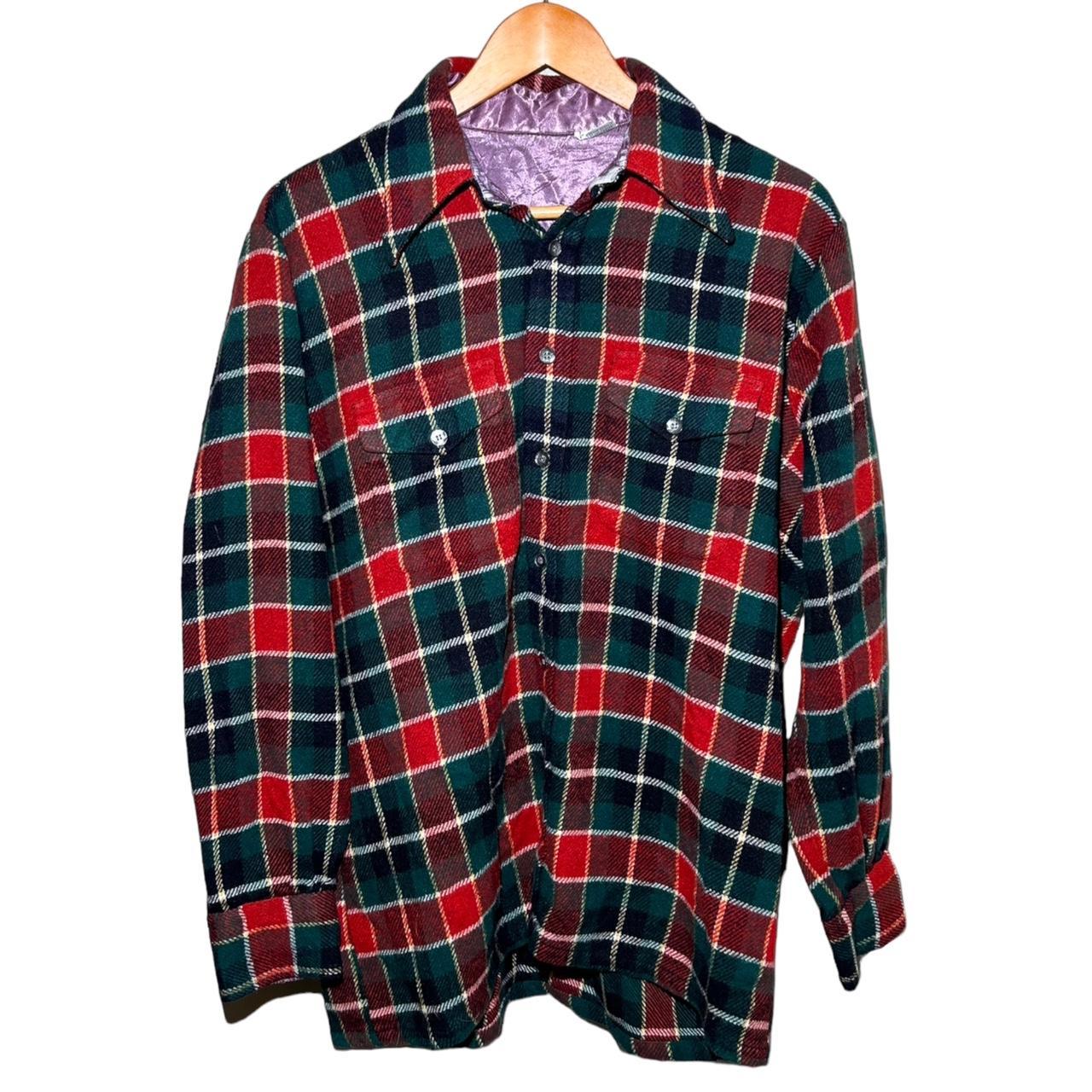 Vintage 70’s Red And Green Flannel Heavy and soft... - Depop