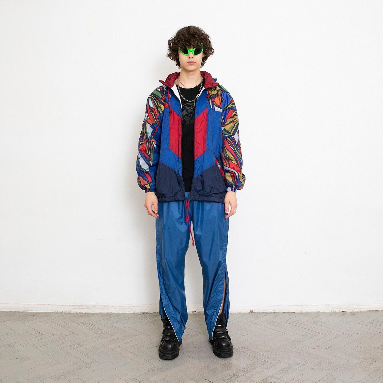 Vintage Y2K Track Jacket Windbreaker Printed... - Depop