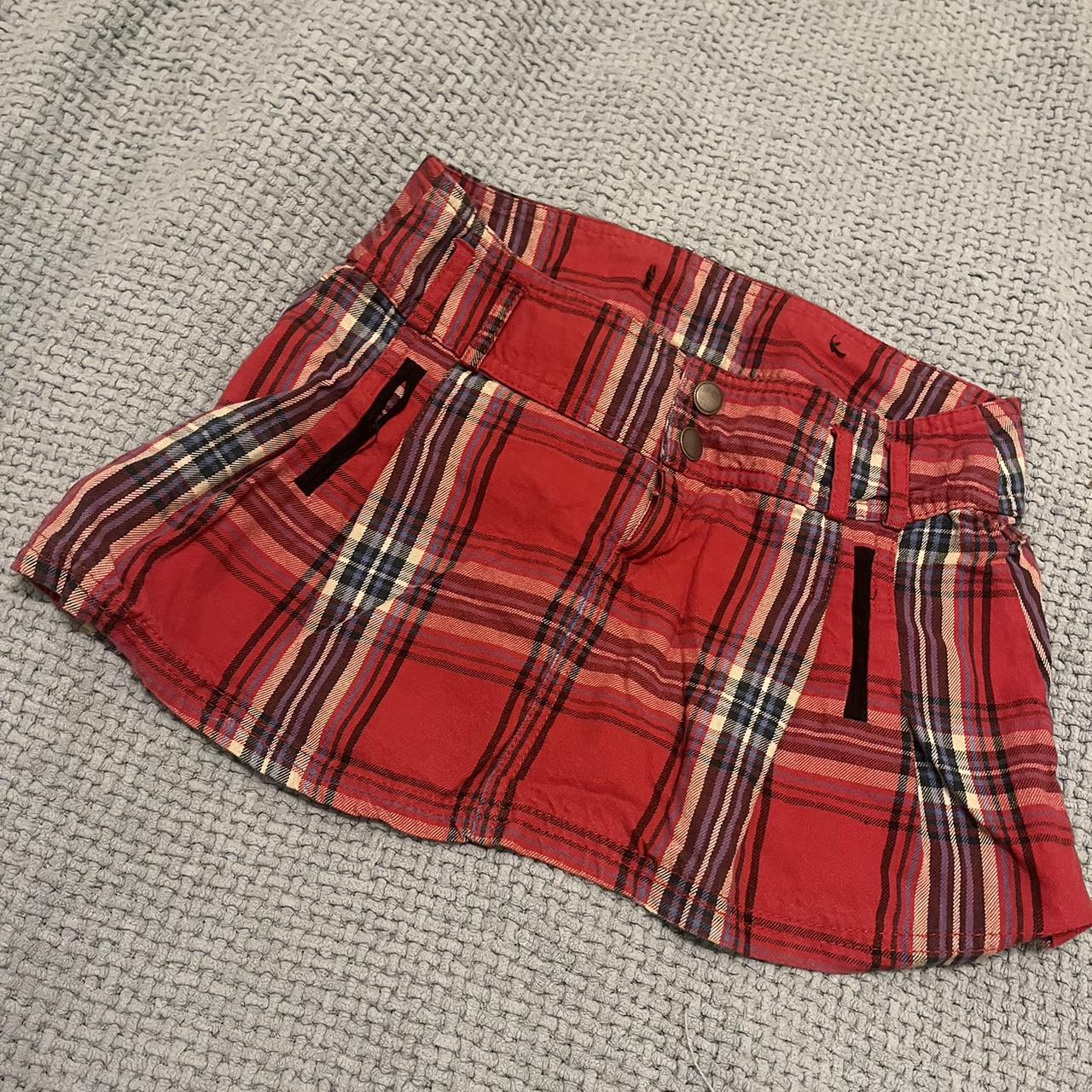 Adorable vintage tartan red micro mini skirt. - Depop