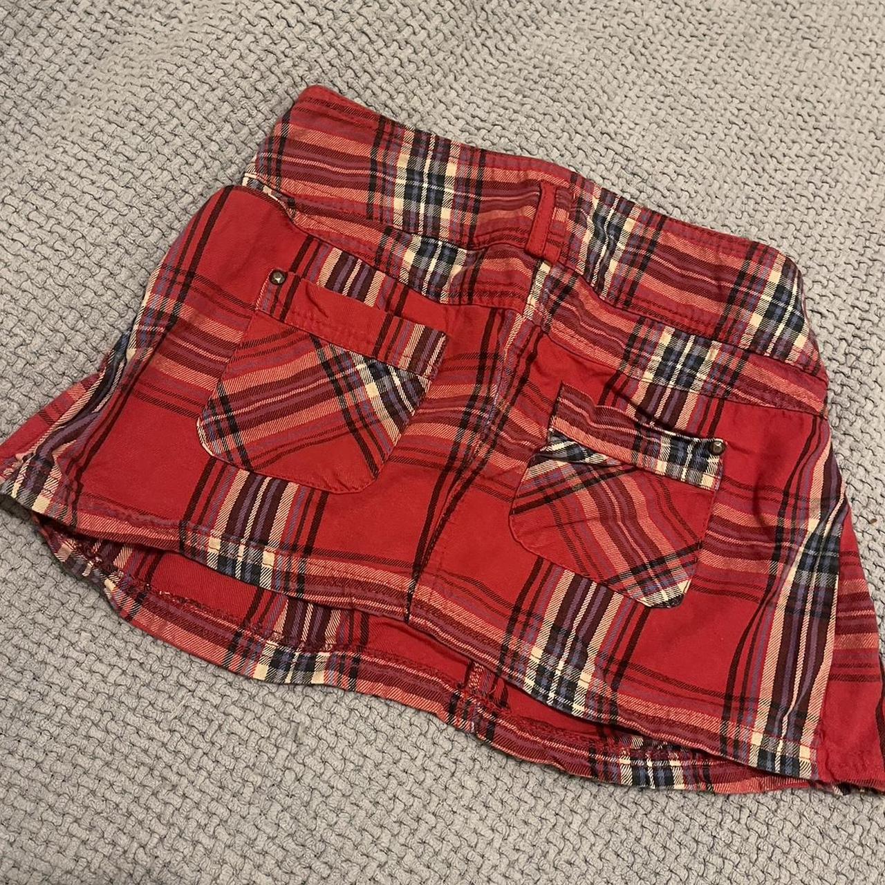 Adorable vintage tartan red micro mini skirt. - Depop