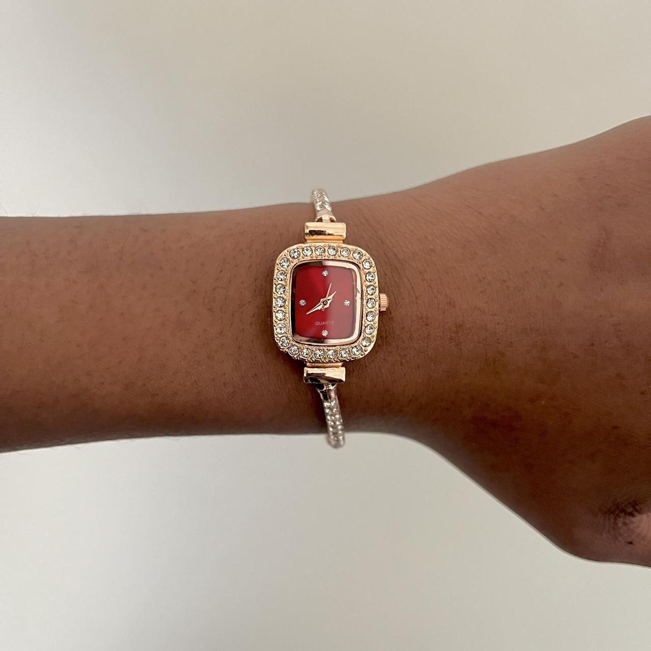 Timeless Elegant Rose Gold-Red Face Watch It’s so... - Depop