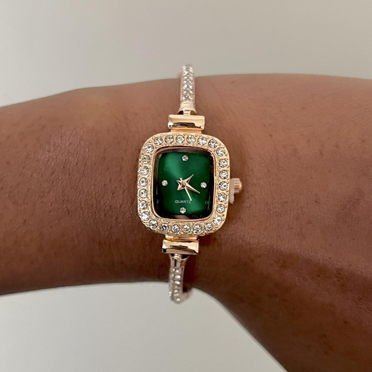 Timeless Elegant Rose Gold-Green Face Watch It’s... - Depop