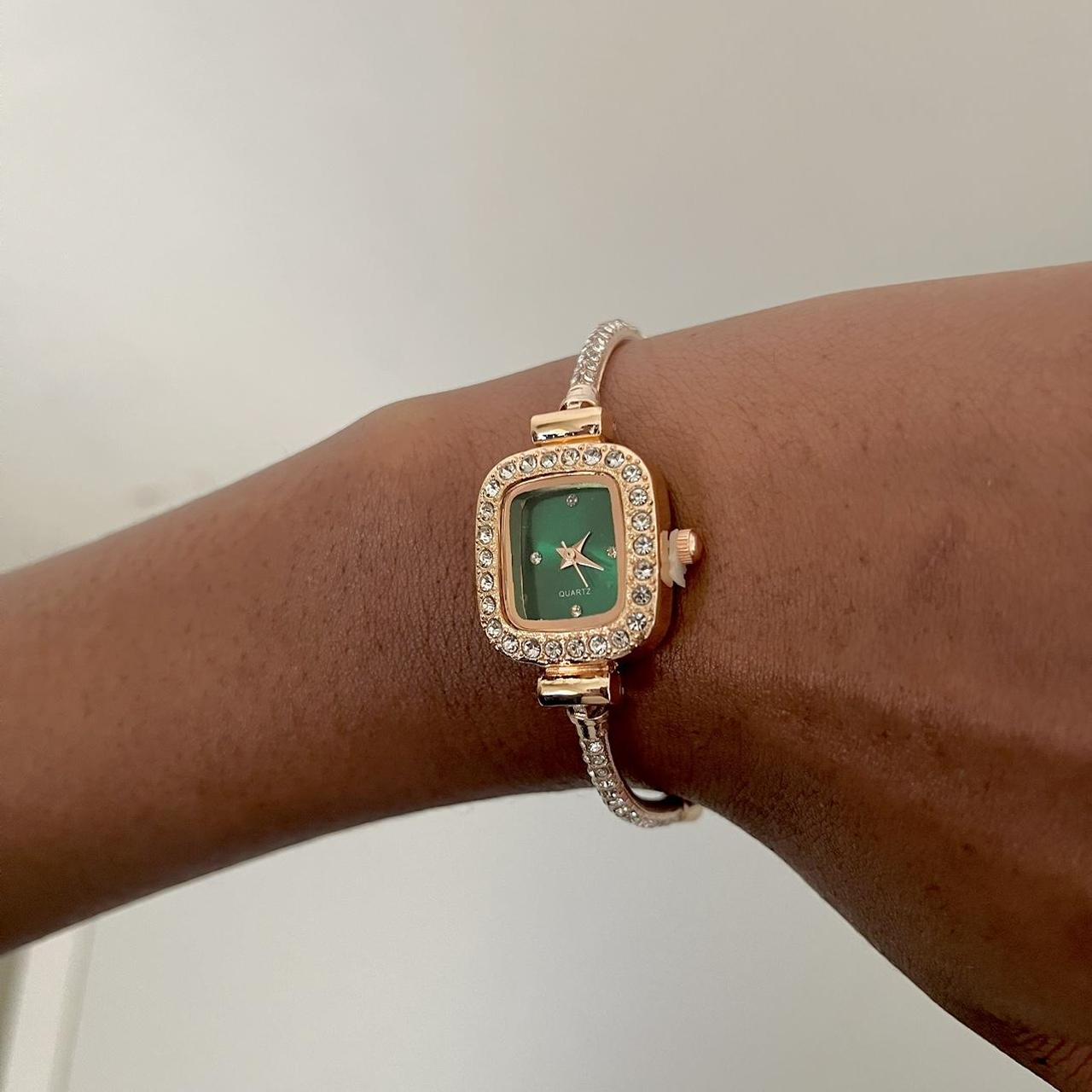 Timeless Elegant Rose Gold-Green Face Watch It’s... - Depop