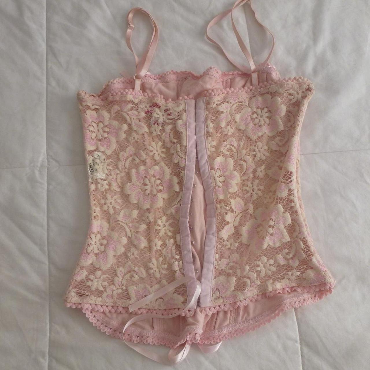 Pink corset with lace up front (adjustable) Label M... - Depop