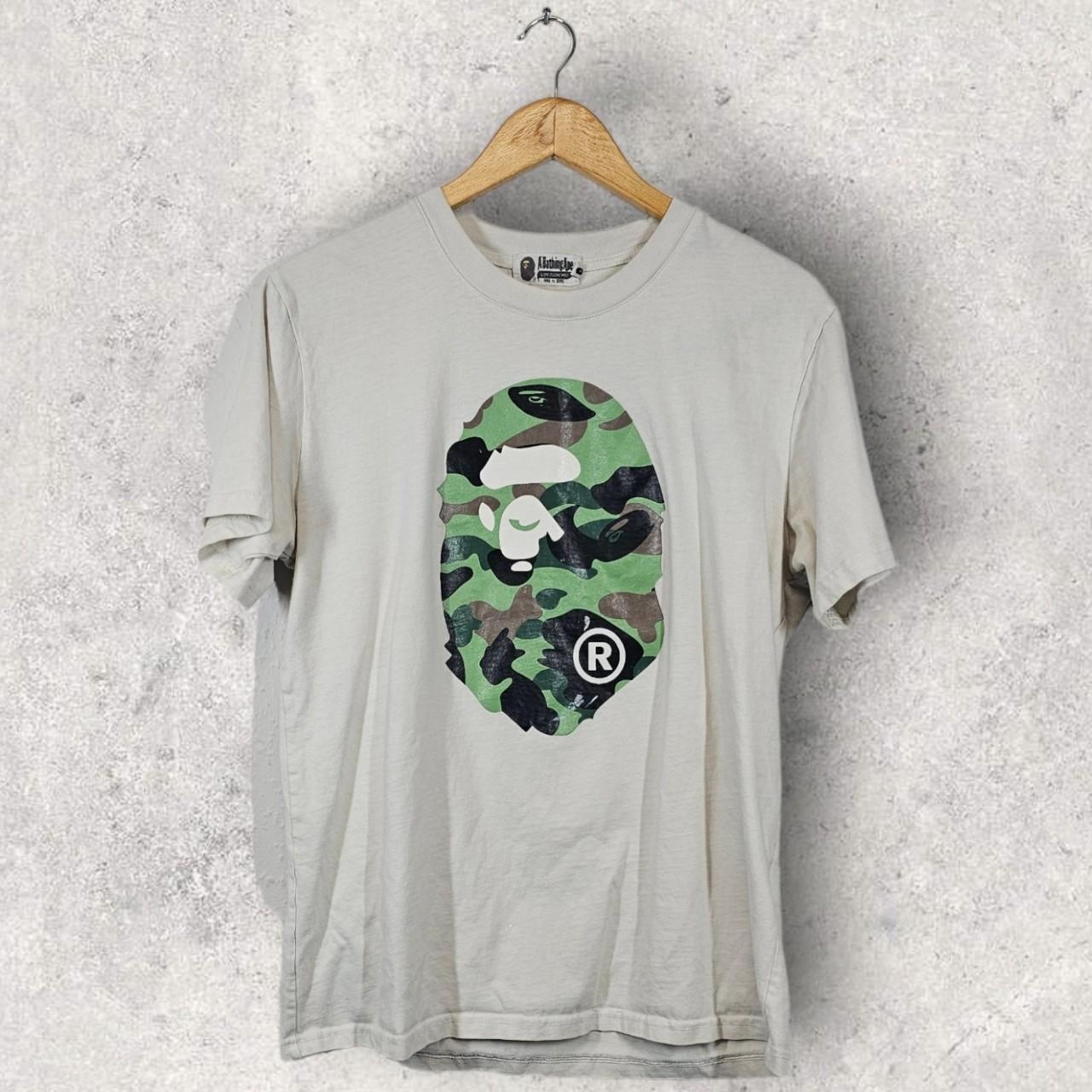 A bathing Ape BAPE camo beige graphic tee T-Shirt... - Depop