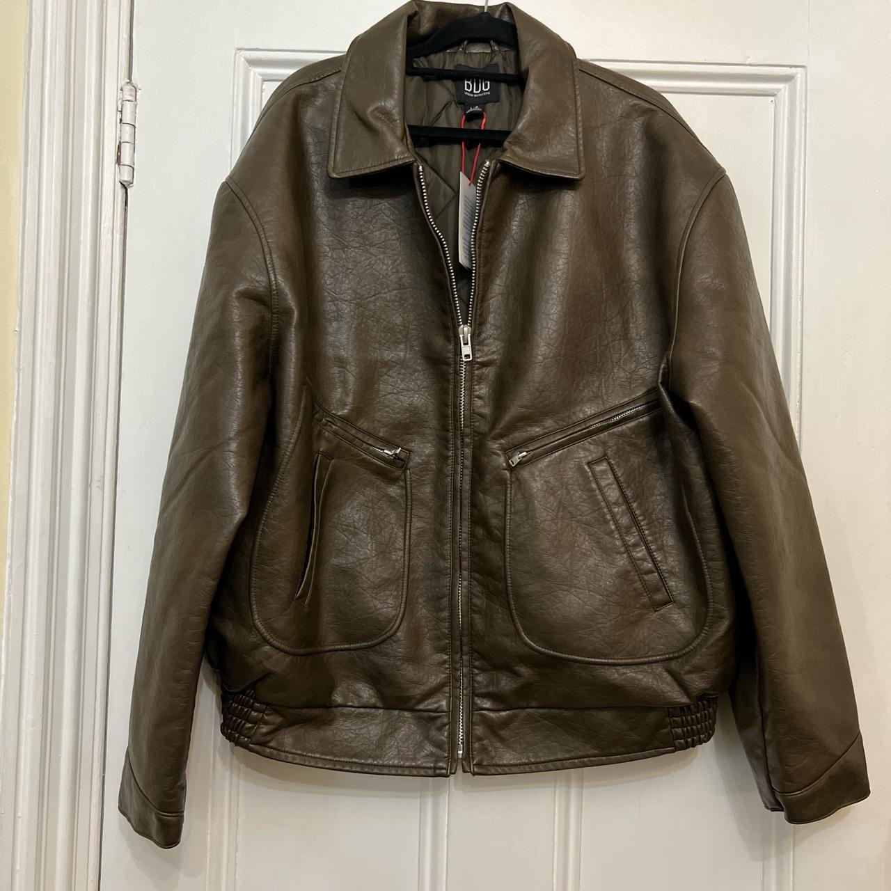 BDG brown faux leather jacket Men’s Large Brand... - Depop