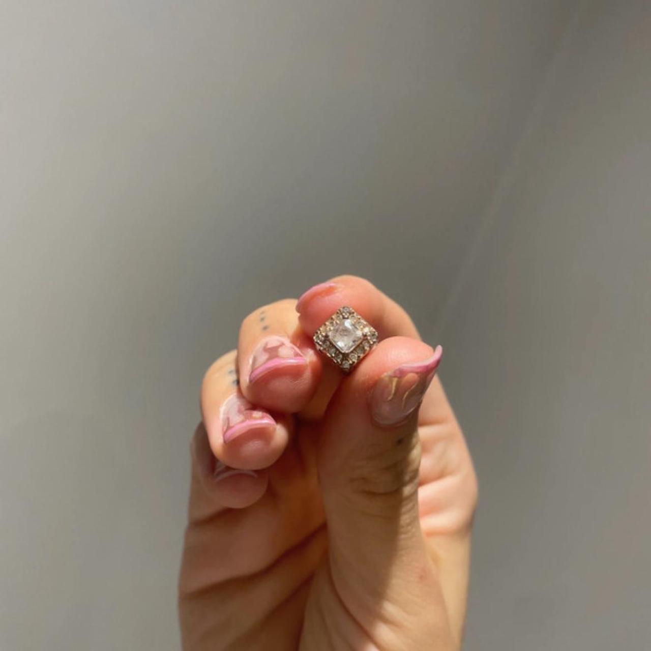 Rose gold crystal Pandora cube charm - Depop