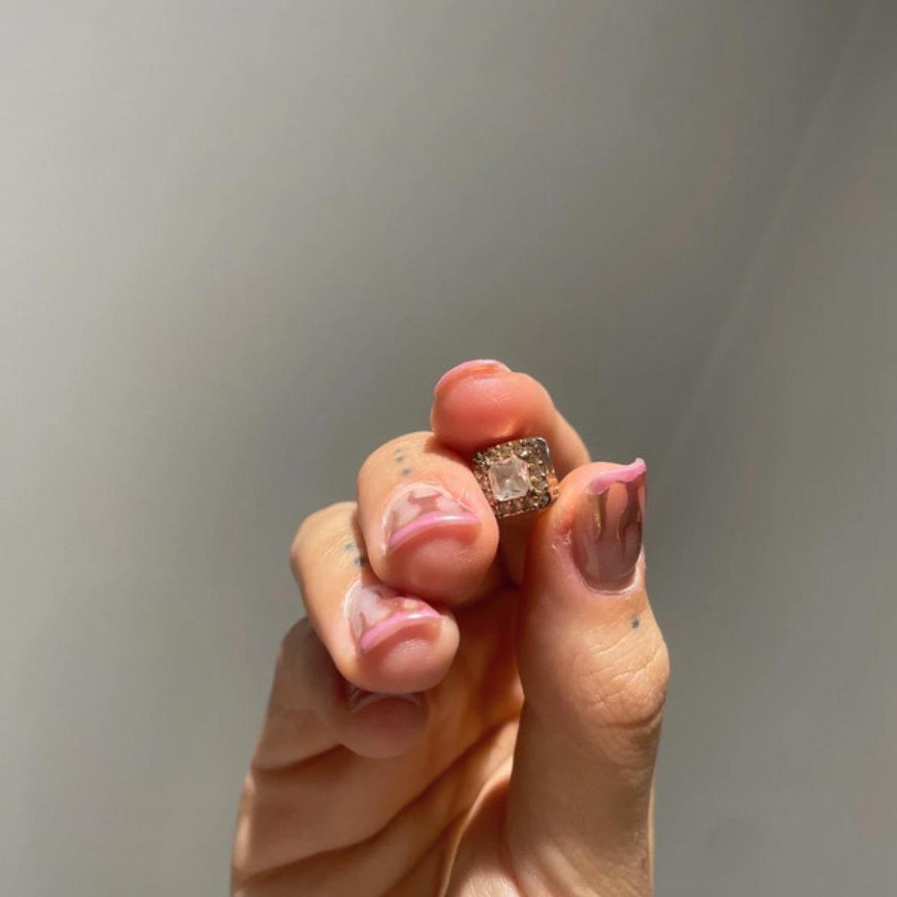 Rose gold crystal Pandora cube charm - Depop