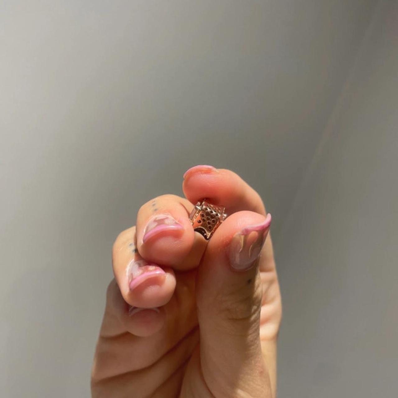 Rose gold crystal Pandora cube charm - Depop