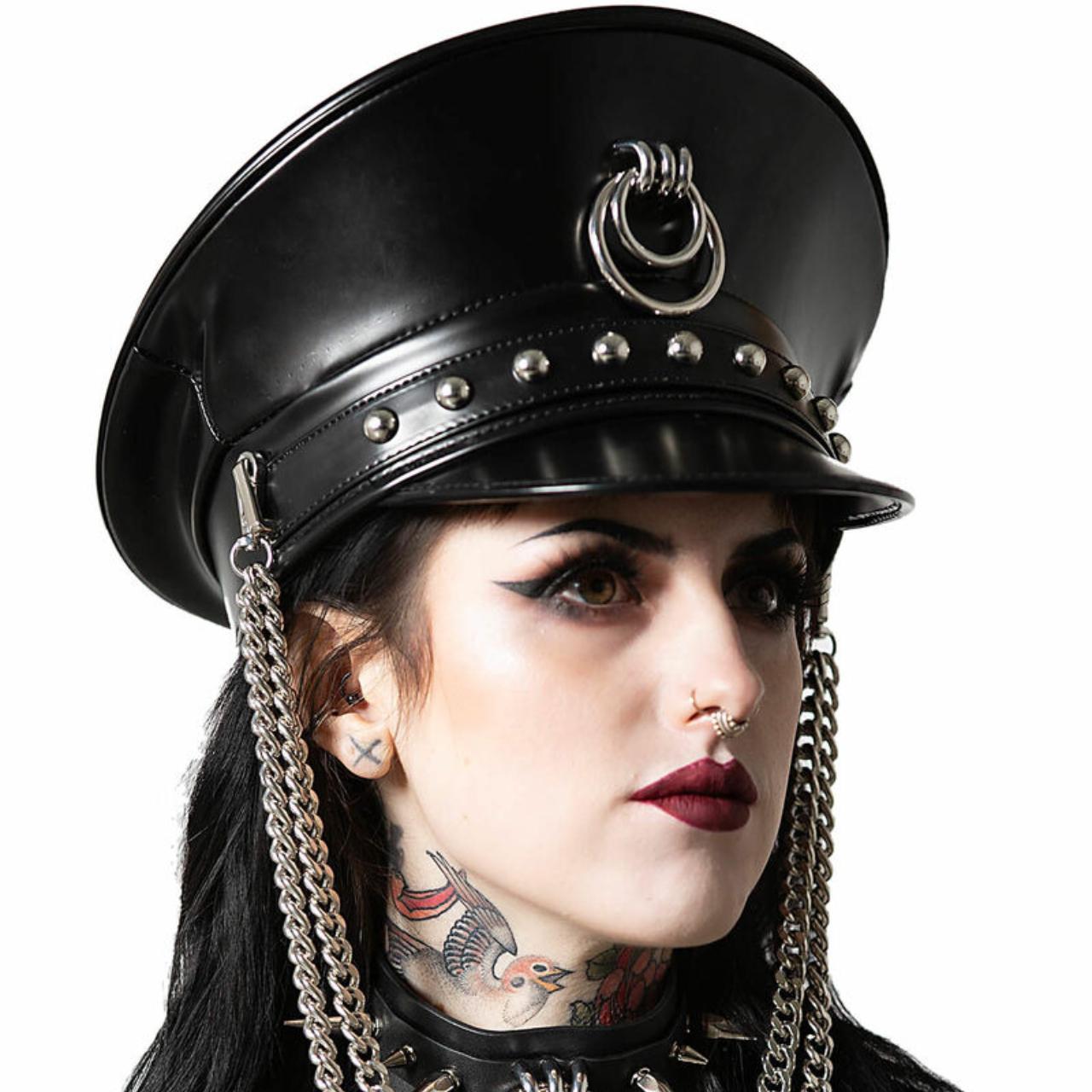 NWT KILLSTAR Renegade chain cap Black faux-leather... | Depop
