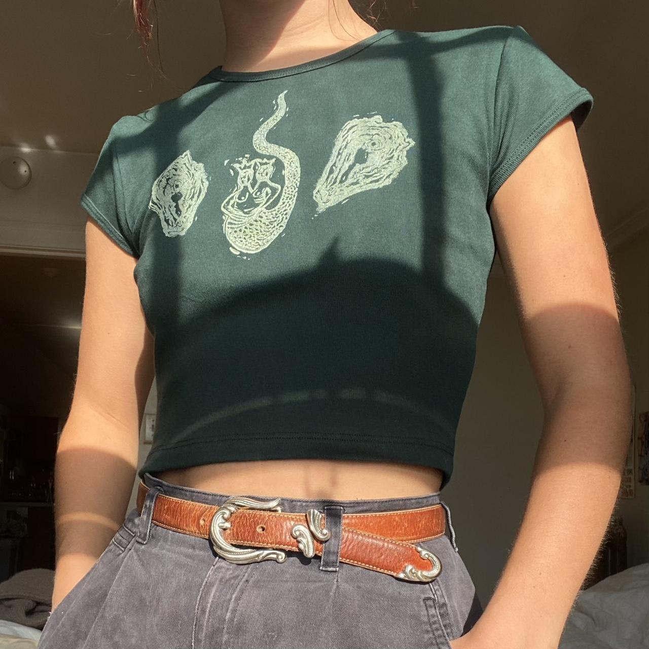 two headed mermaid and oyster block prints on a los... - Depop