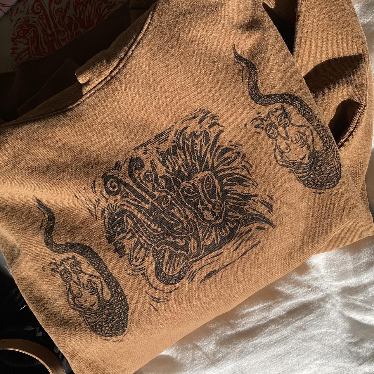 chimera and two headed mermaid block prints on a Los... - Depop