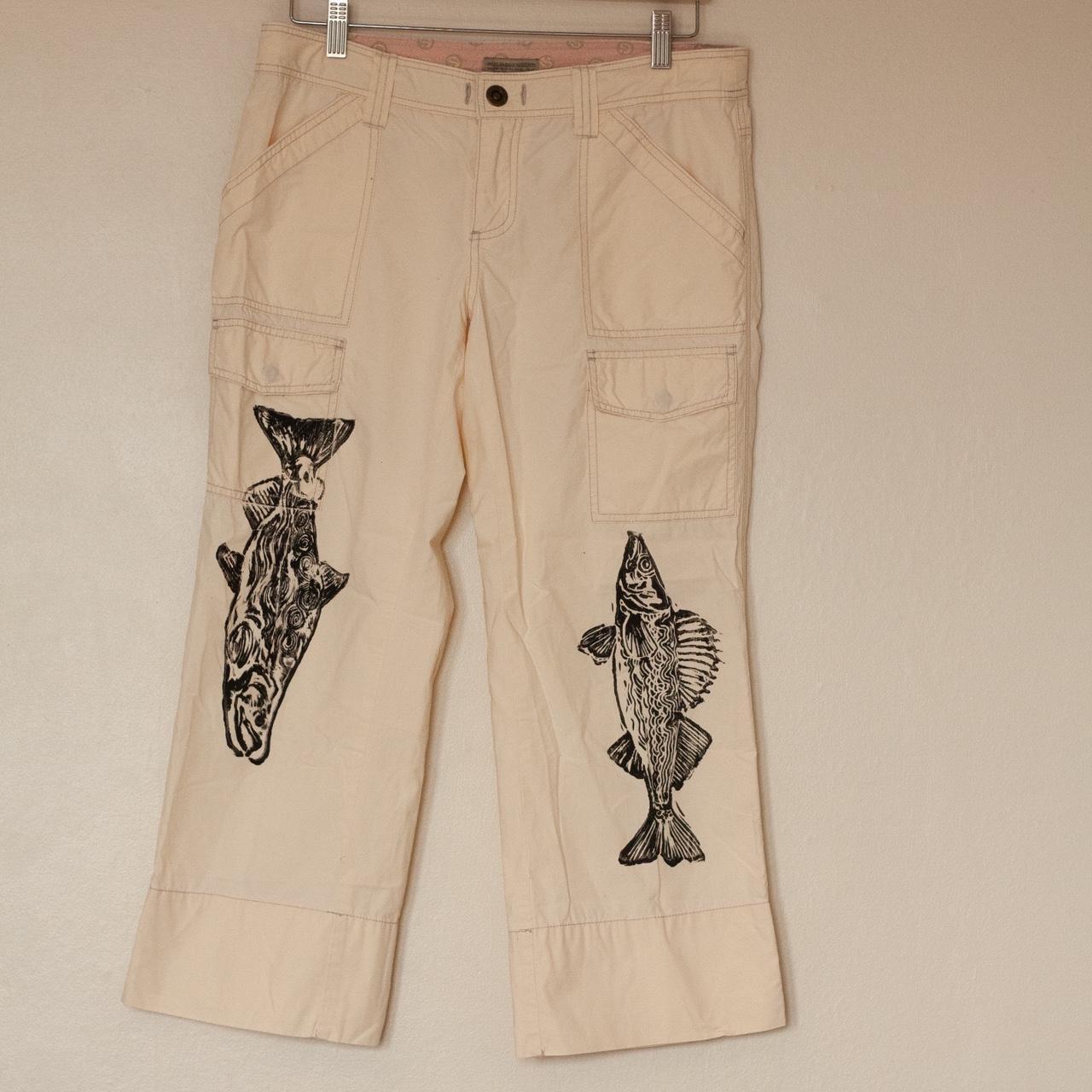 vintage fish print cargo capris salmon and walleye... | Depop