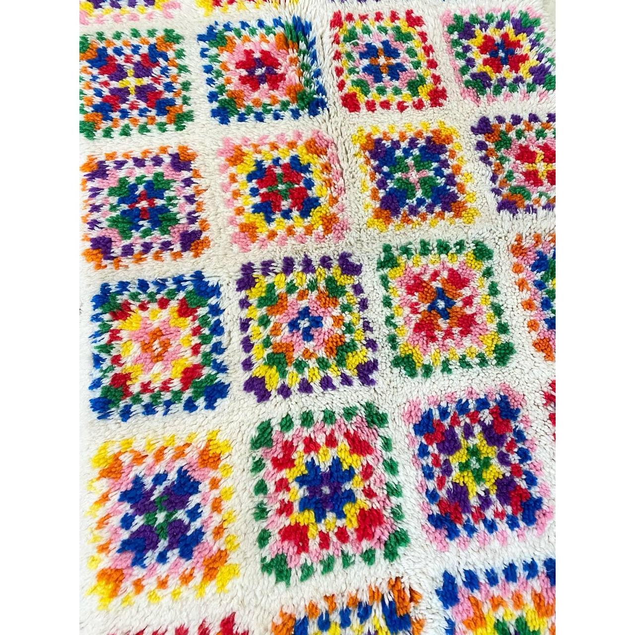 Vintage Colorful Rainbow Granny Square Rug Afghan... - Depop