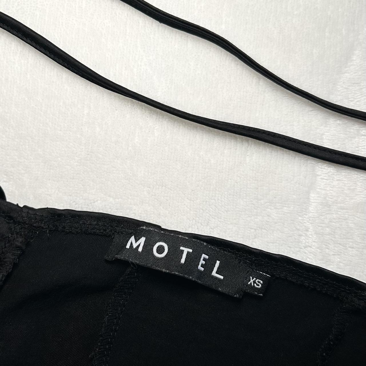 Motel rocks black satin corset top with tie string... - Depop