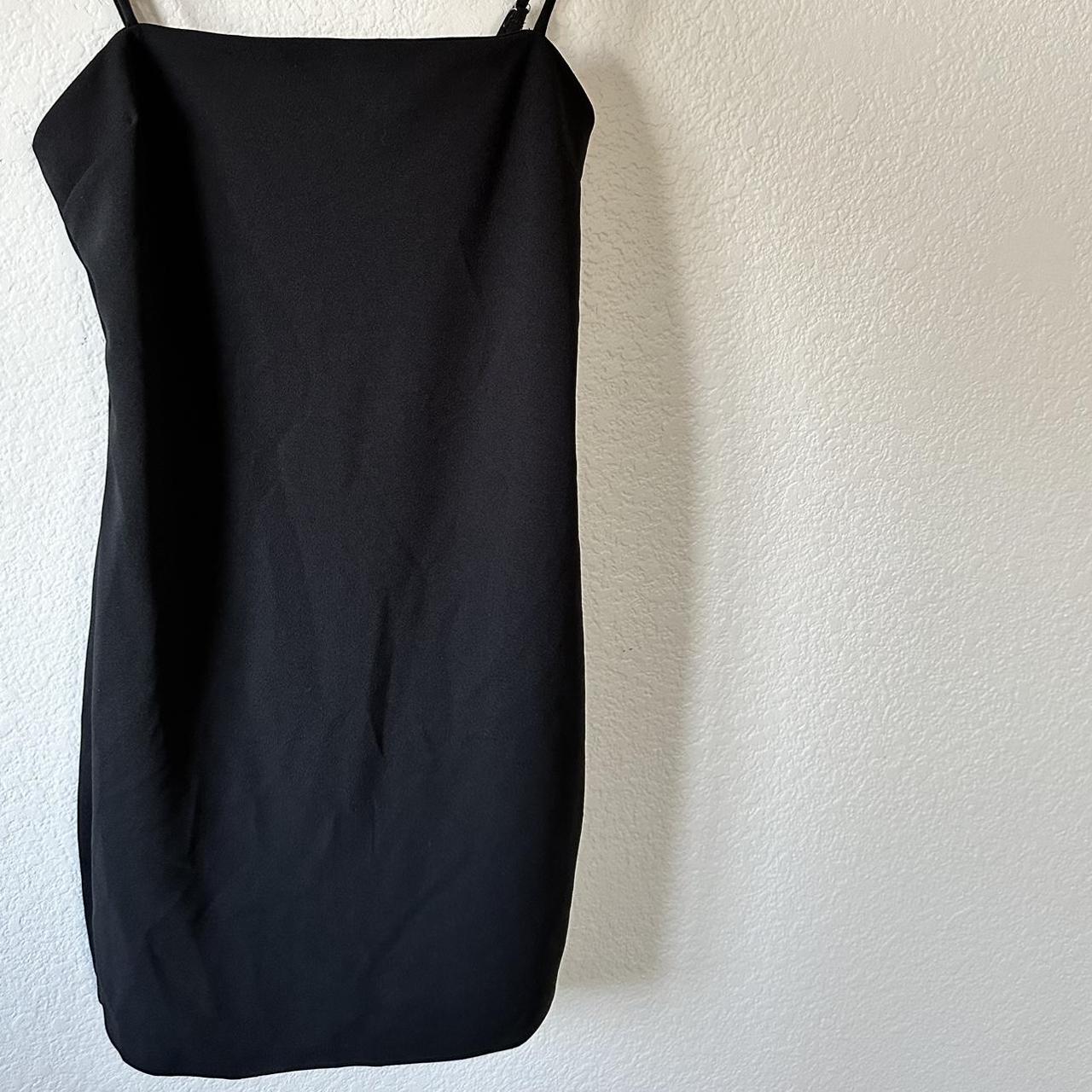 basic black mini dress never worn flattering body... - Depop