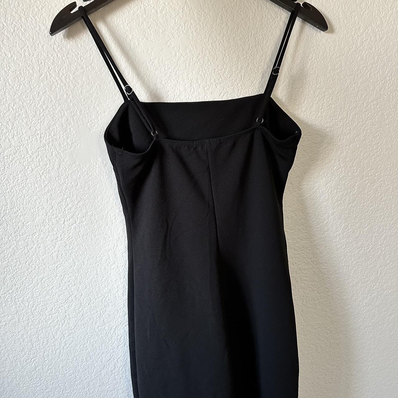basic black mini dress never worn flattering body... - Depop