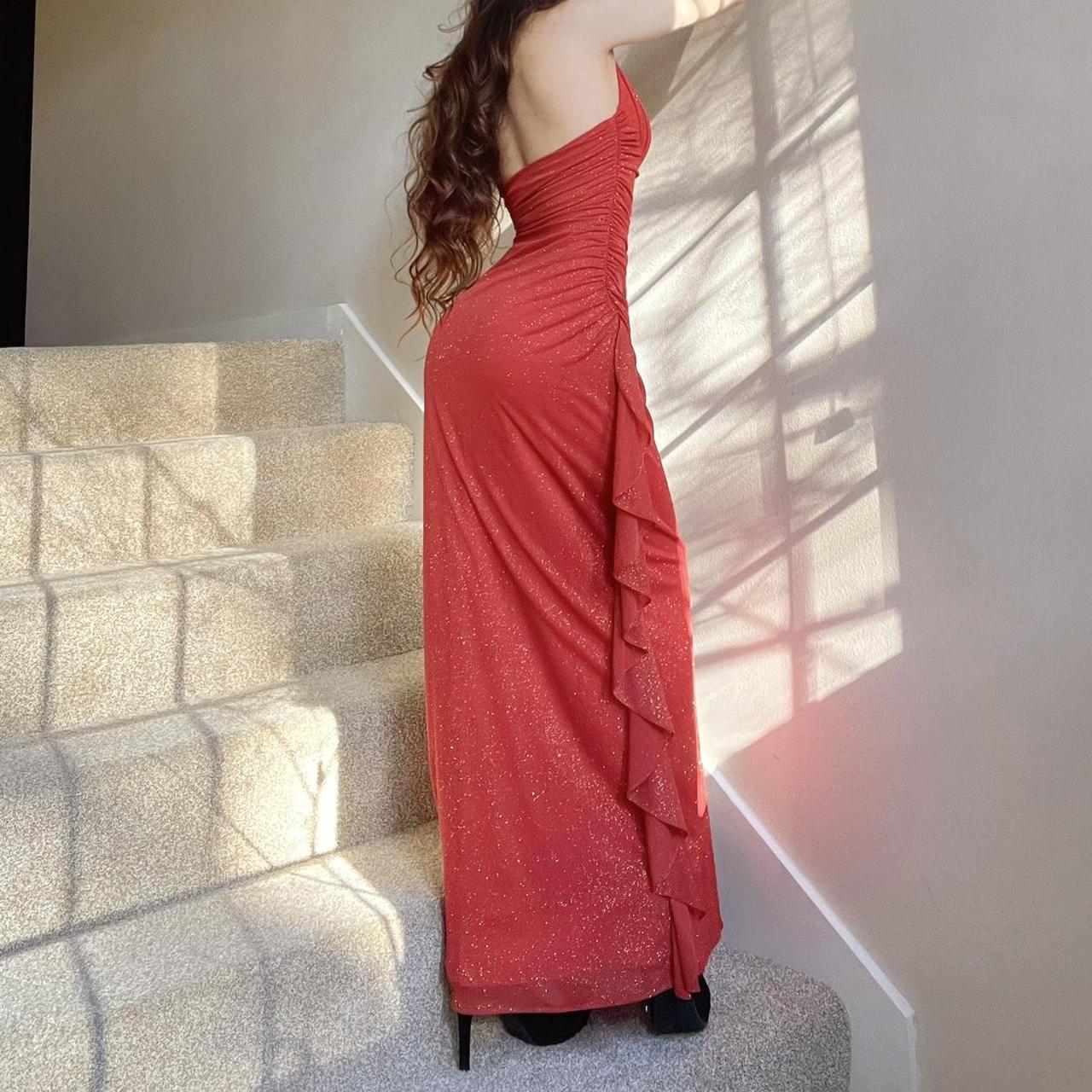 Vintage 90’s Cache Red/Orange Halter Neck Ruffle... - Depop