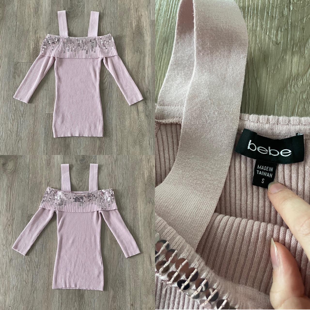 Vintage Bebe Dainty Light Pink Rhinestone Top in... - Depop