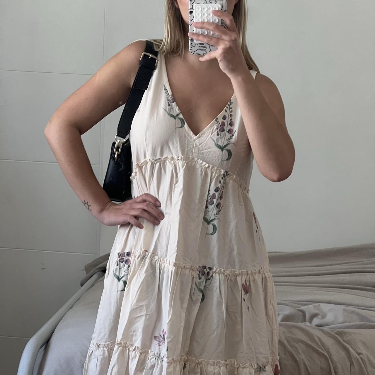 Splendid Collection cream and floral print dress... - Depop