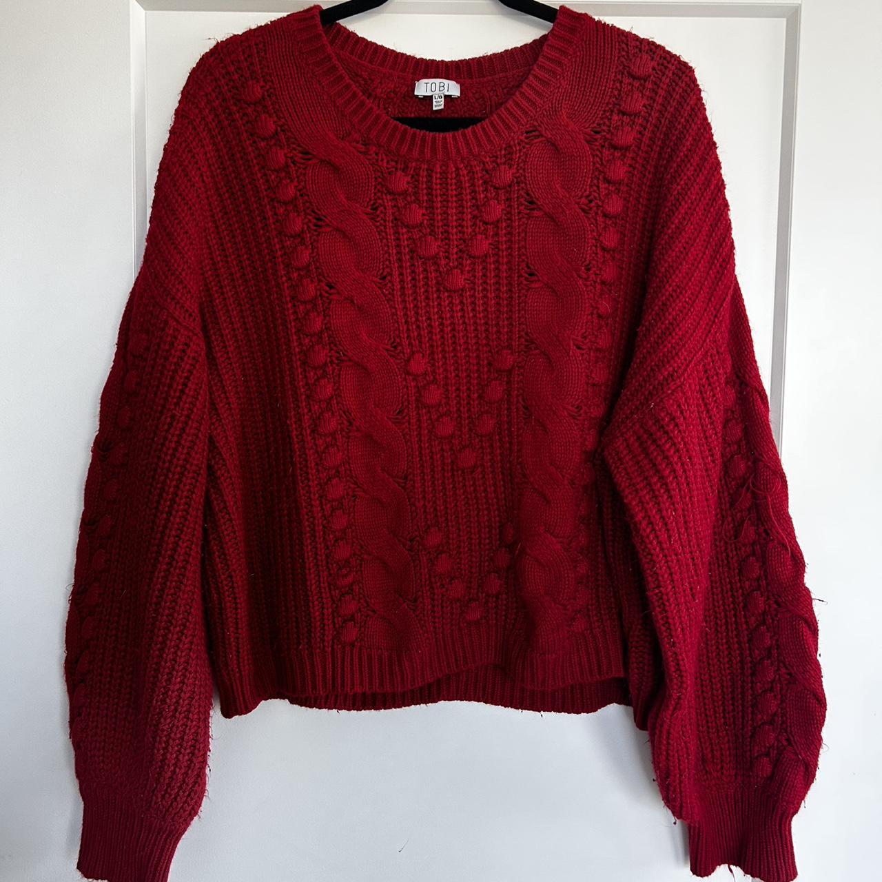 oversized chunky red sweater super cute and soft,... - Depop