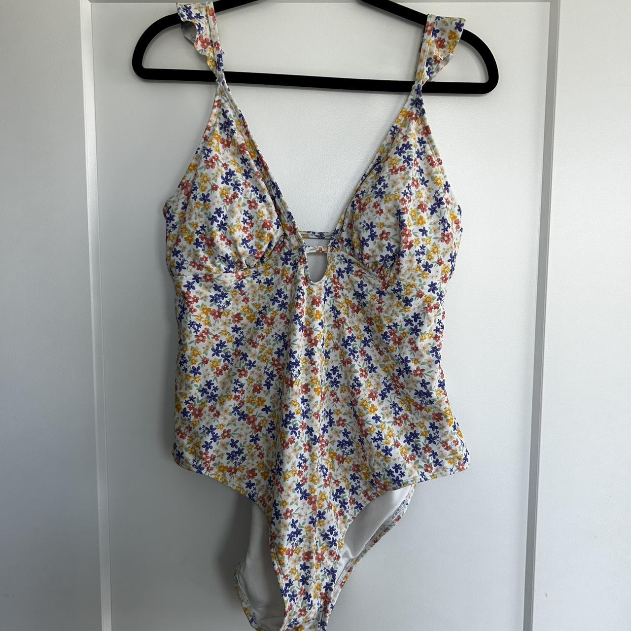 xl floral target one piece swim suit - Depop