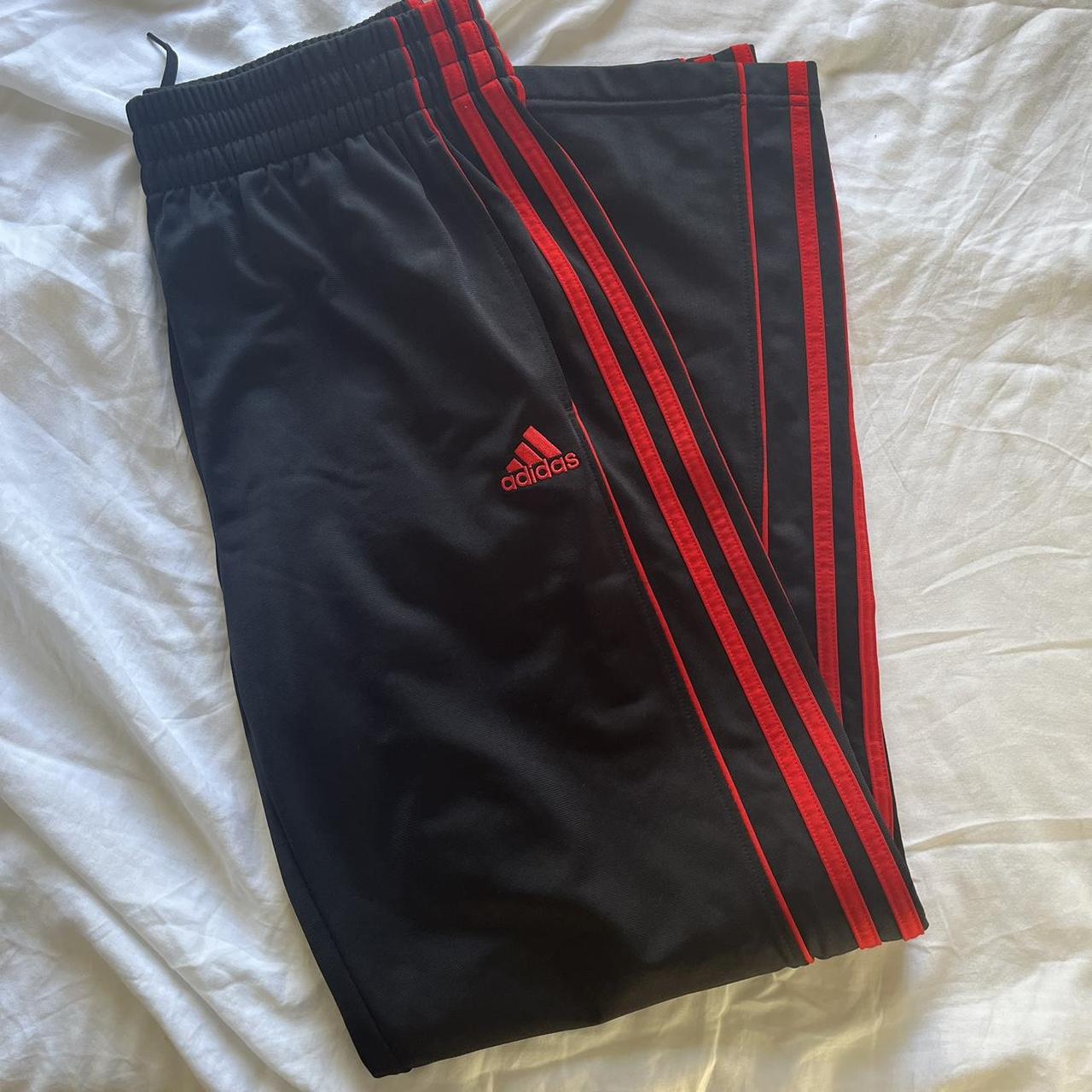 Adidas Women's Black and Red Joggers-tracksuits | Depop