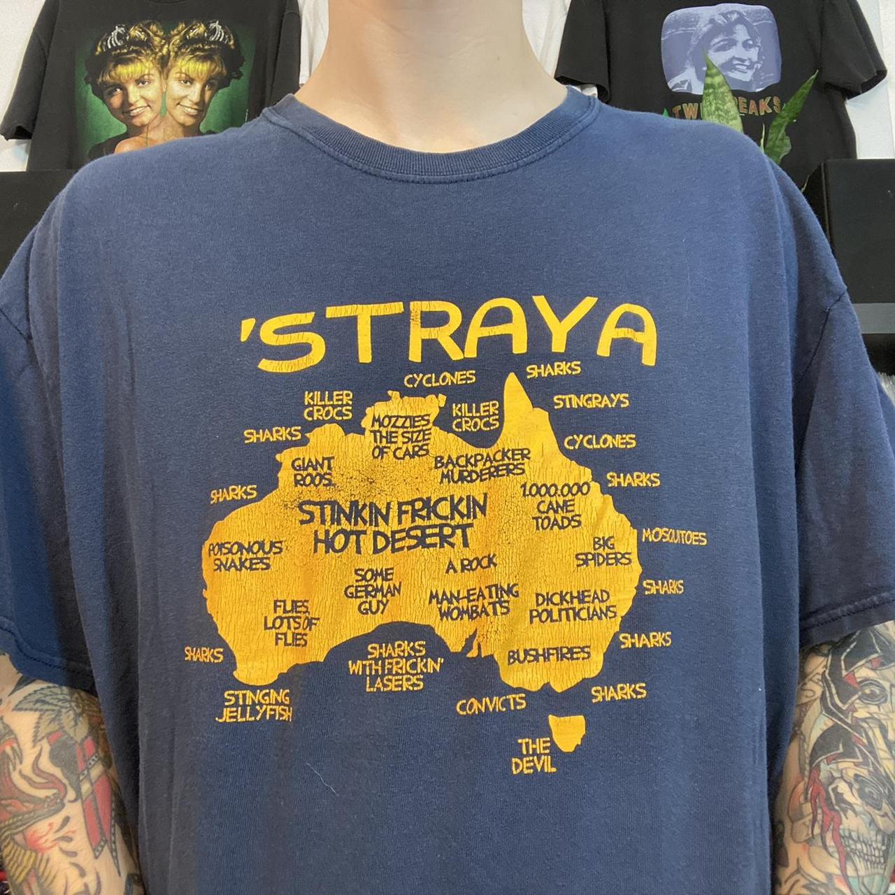 2000’s navy blue AUSTRALIA straya slang graphic... - Depop