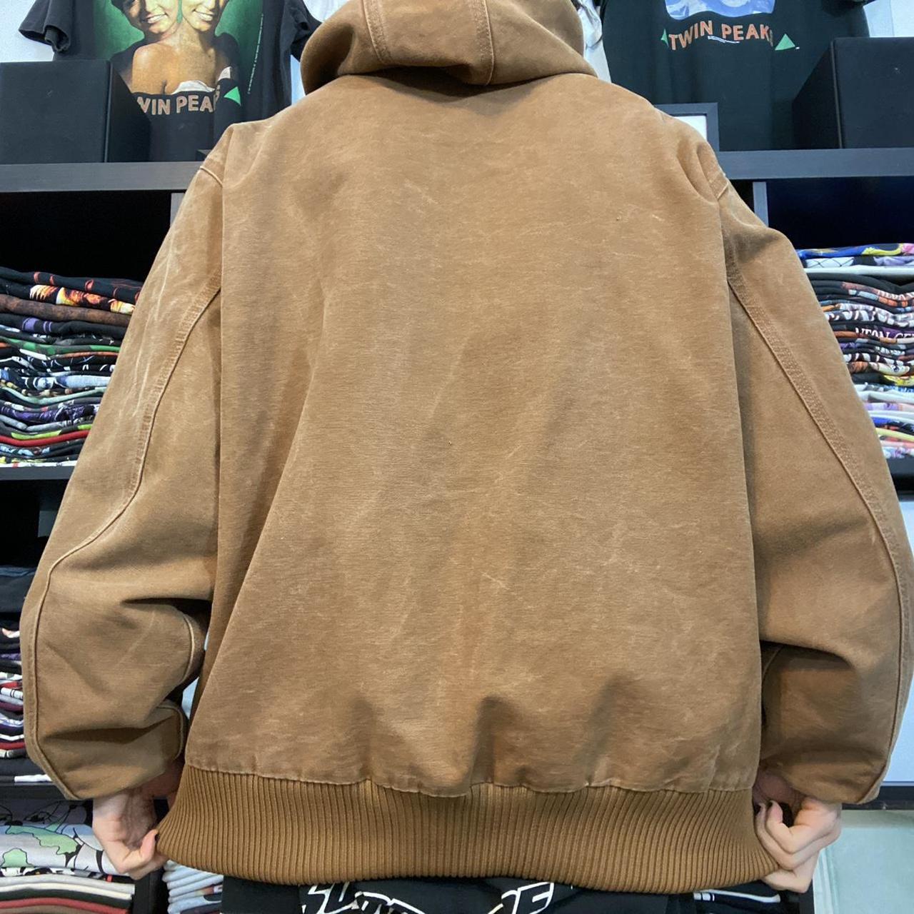 tan-ish / caramel brown zip up hooded CARHARTT... - Depop