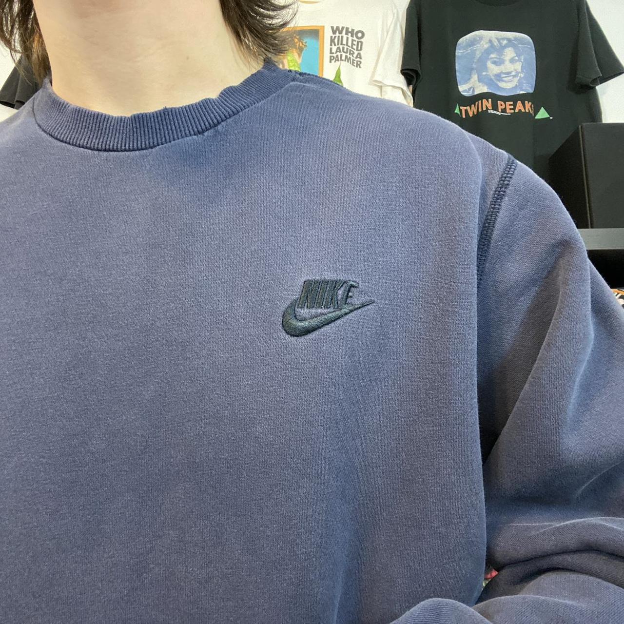 later 2000's faded navy blue tonal embroidered... - Depop