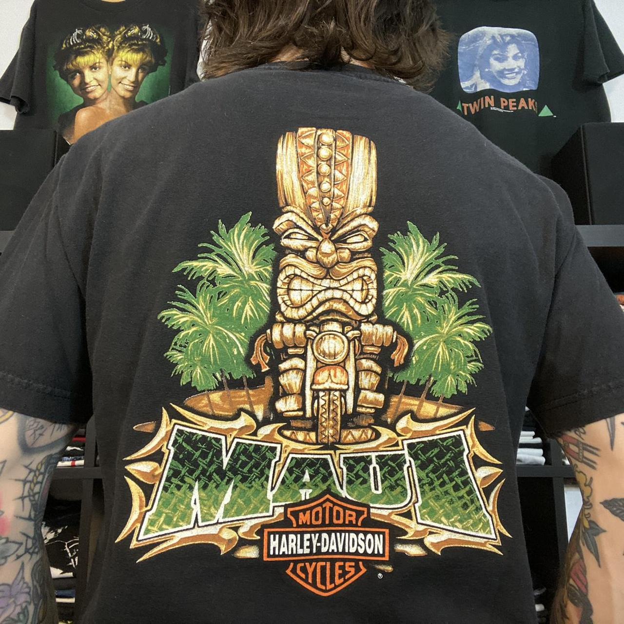 black HARLEY DAVIDSON MOTORCYCLES maui hawaii tiki... - Depop