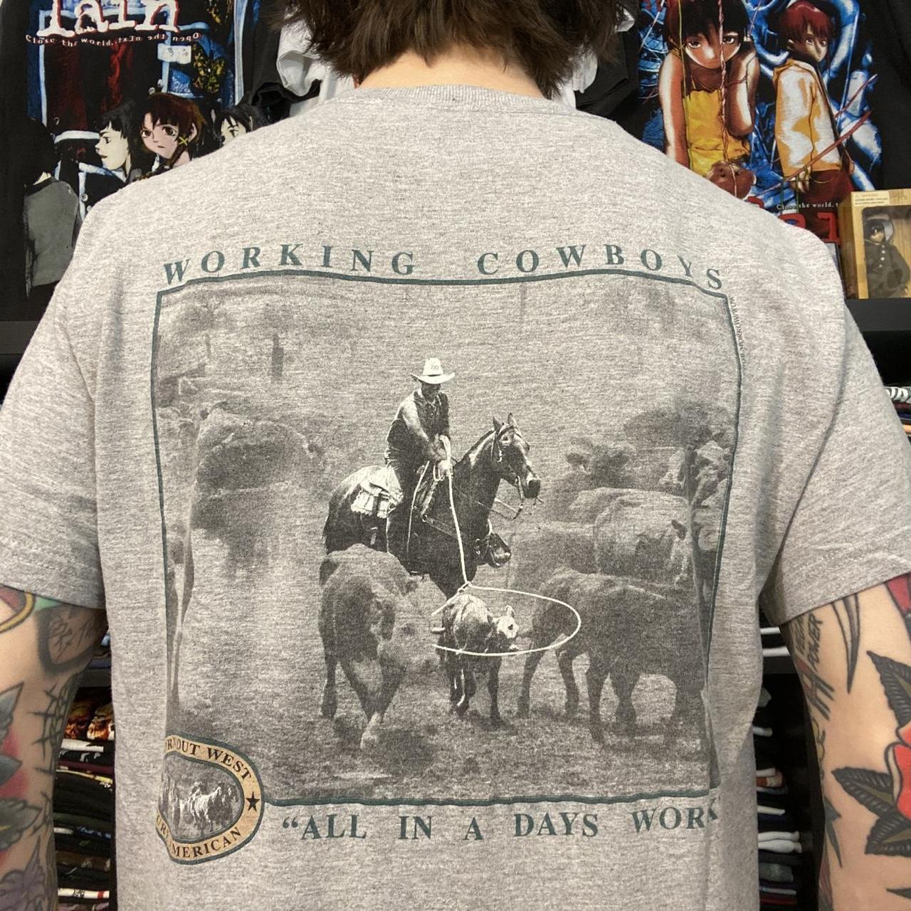 2000s grey WORN OUT WEST working cowboys rodeo... | Depop