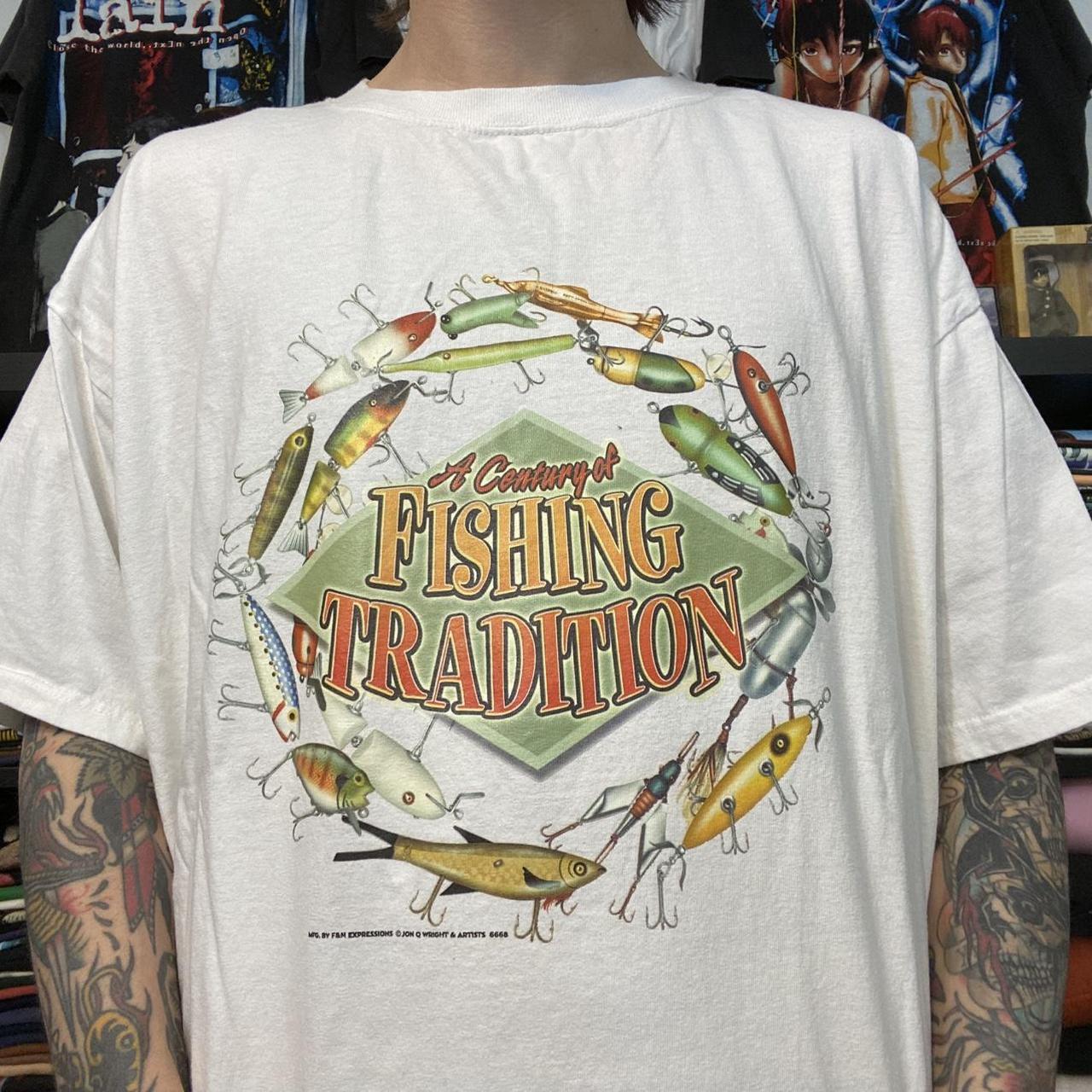 y2k vintage 2000s white A CENTURY OF FISHING... | Depop